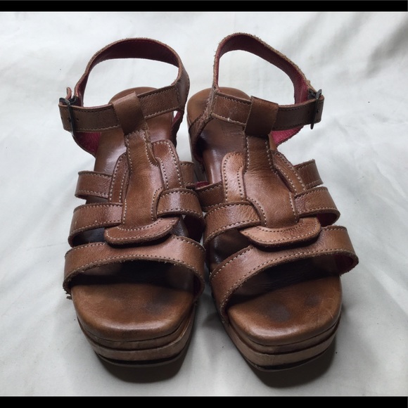 Bed Stu | Shoes | Bed Stu Fabiola Leather Wood Wedge Sandals 7 | Poshmark